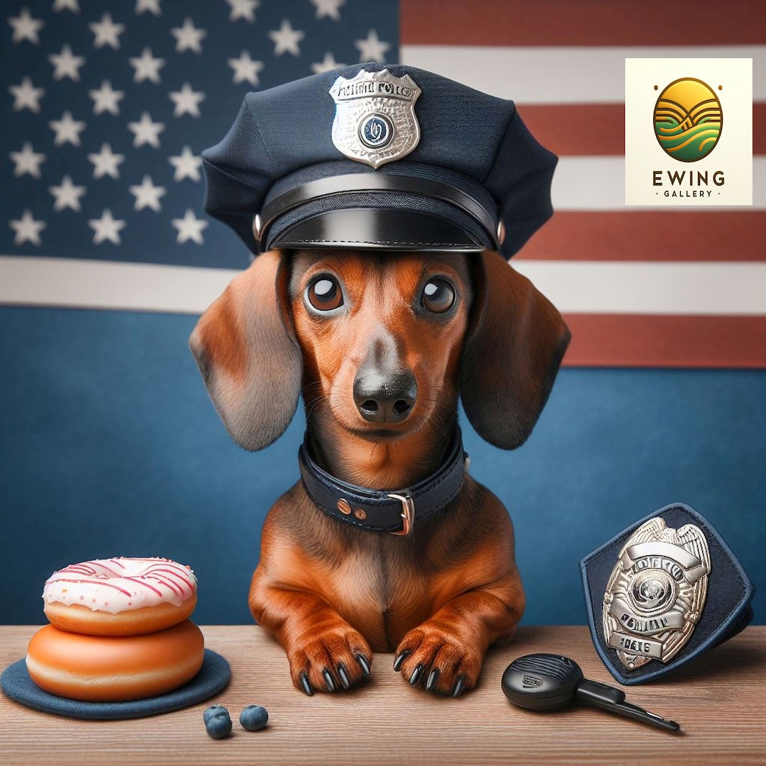 Funny Animal. Dachshund Dog in Police Cap in Three Versions. 90x90, - Etsy