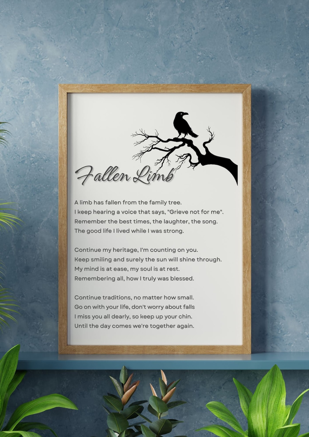 Fallen Limb Memorial Poem. Celebration of Life, Funeral Remembrance ...