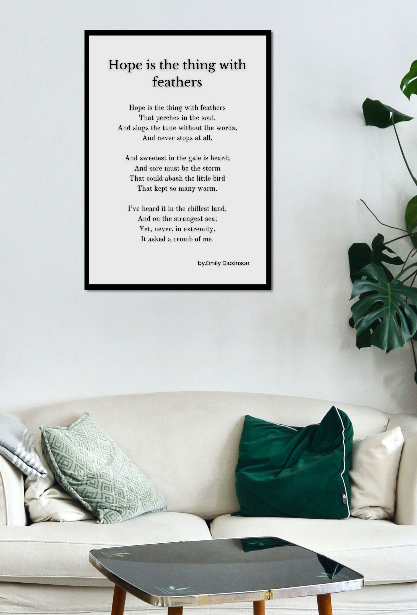 Hope is the Thing With Feathers Poem Print by Emily Dickinson ...