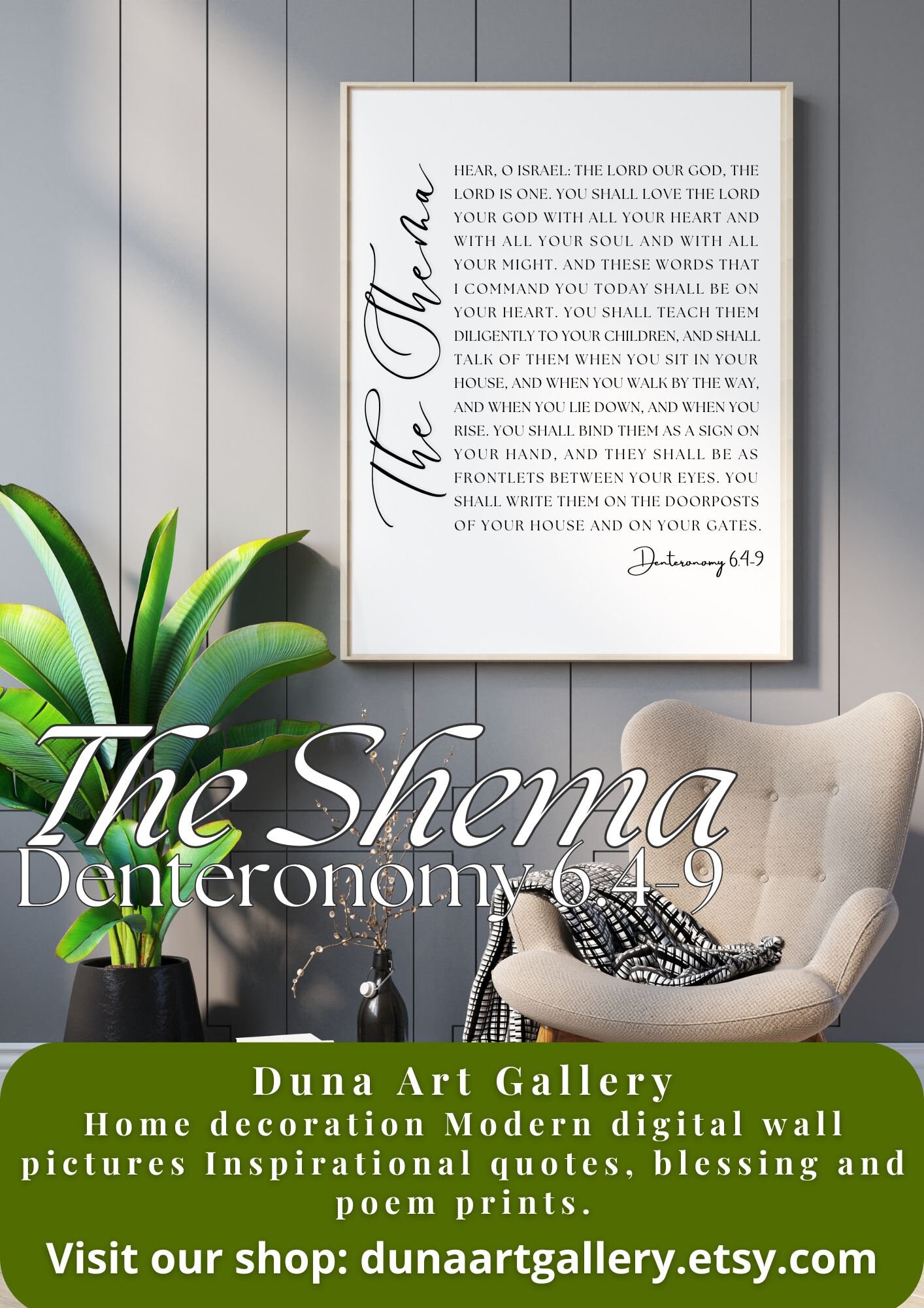 Deuteronomy 6:4-9 Shema. Bible Verse Wall Art. Christian Gift. Modern ...