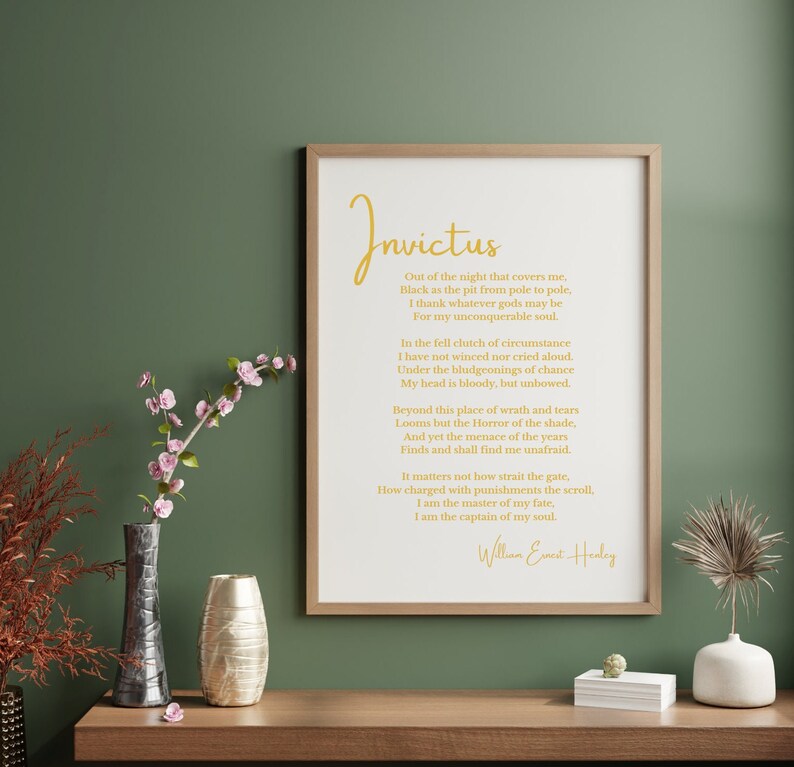 Printable Invictus Poem, Invictus Poem by William Ernest Henley ...