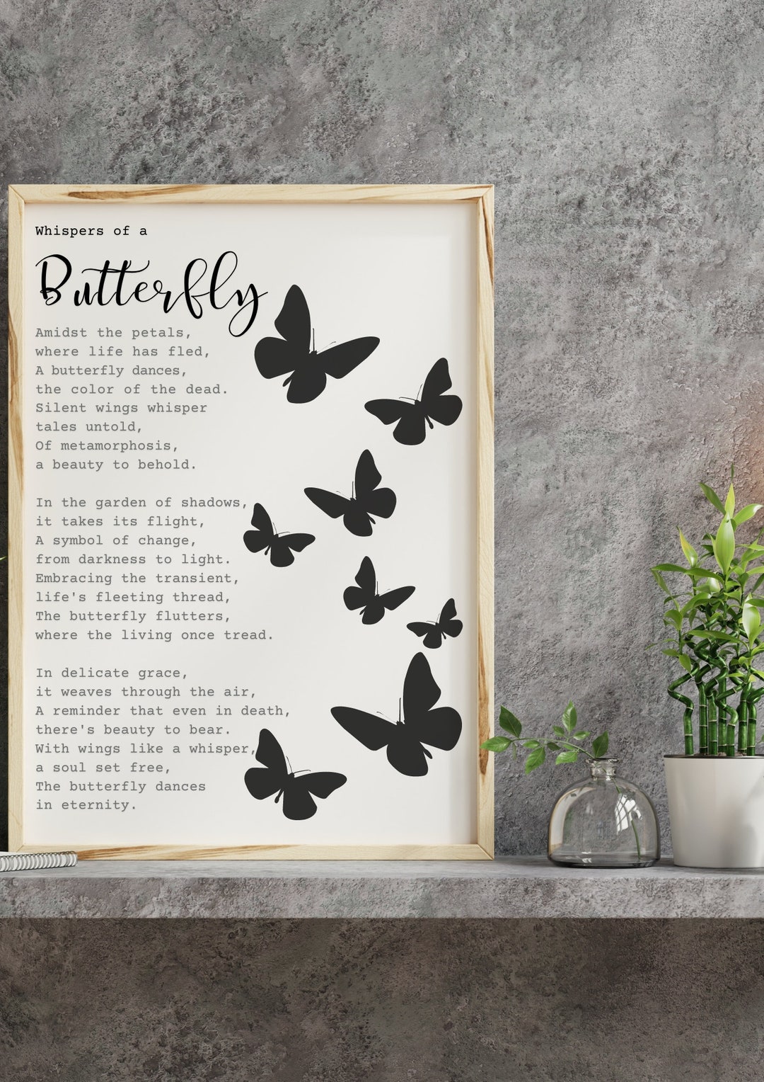 Memorial Butterfly Grief Poem Whispers of A Butterfly Printable Wall ...