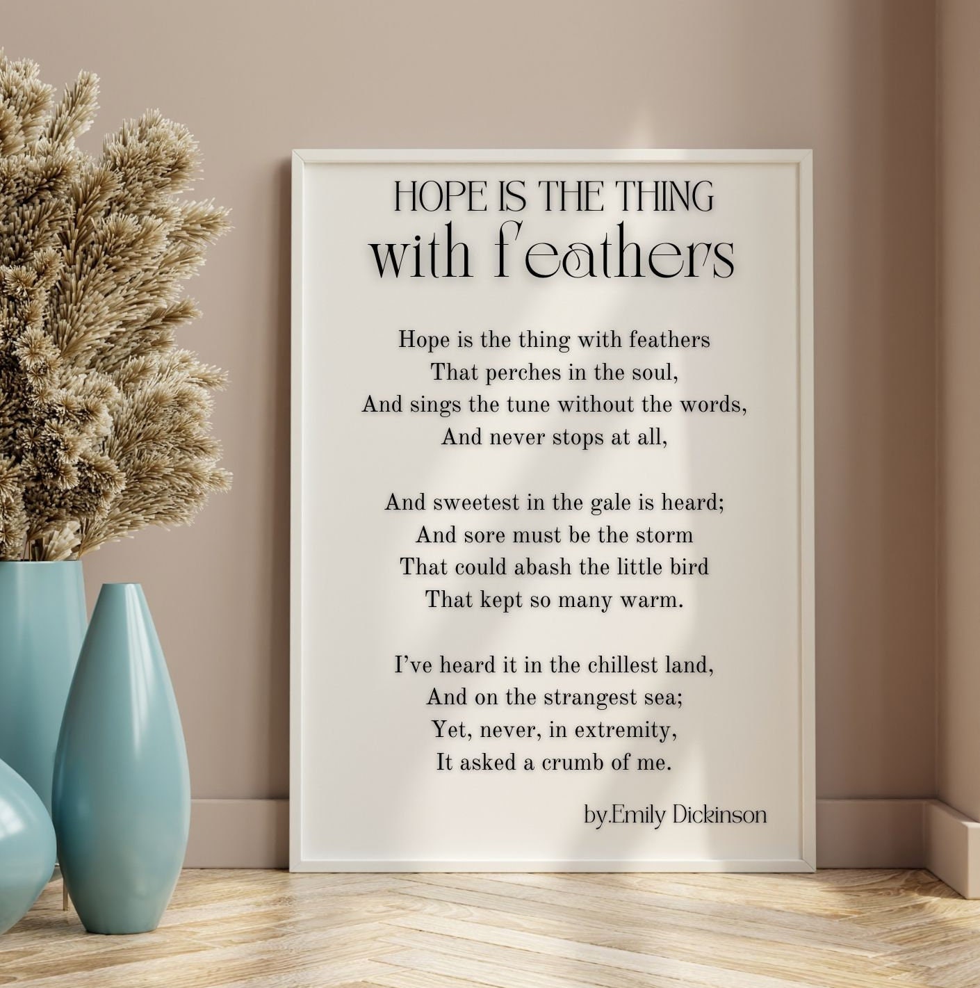 Hope is the Thing With Feathers Poem Print by Emily Dickinson ...