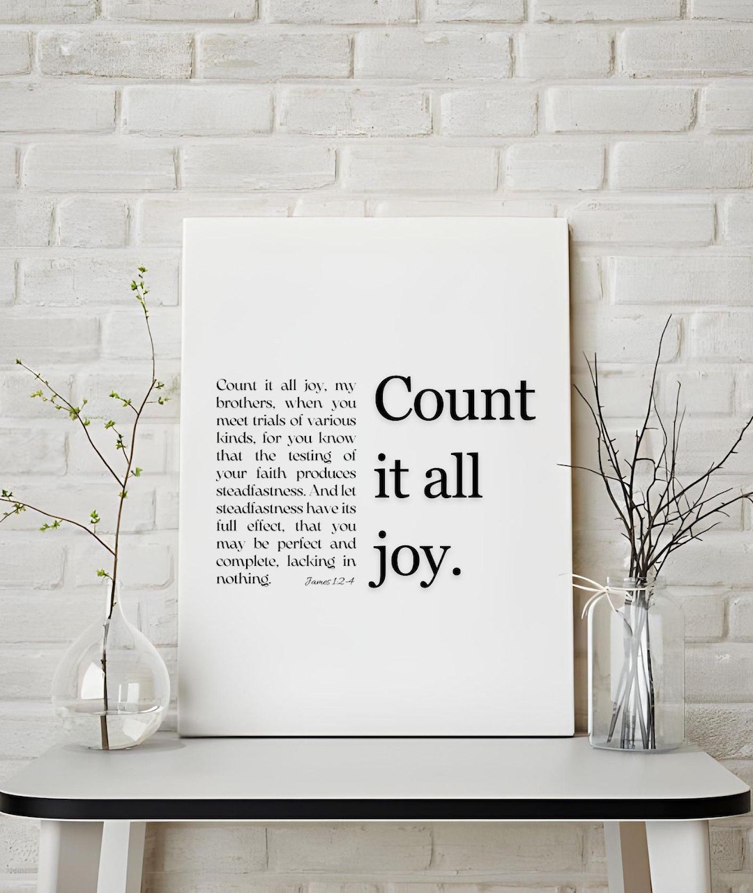Bleck Count It All Joy Bible Verse Wall Art James 1 2 Christian Art ...
