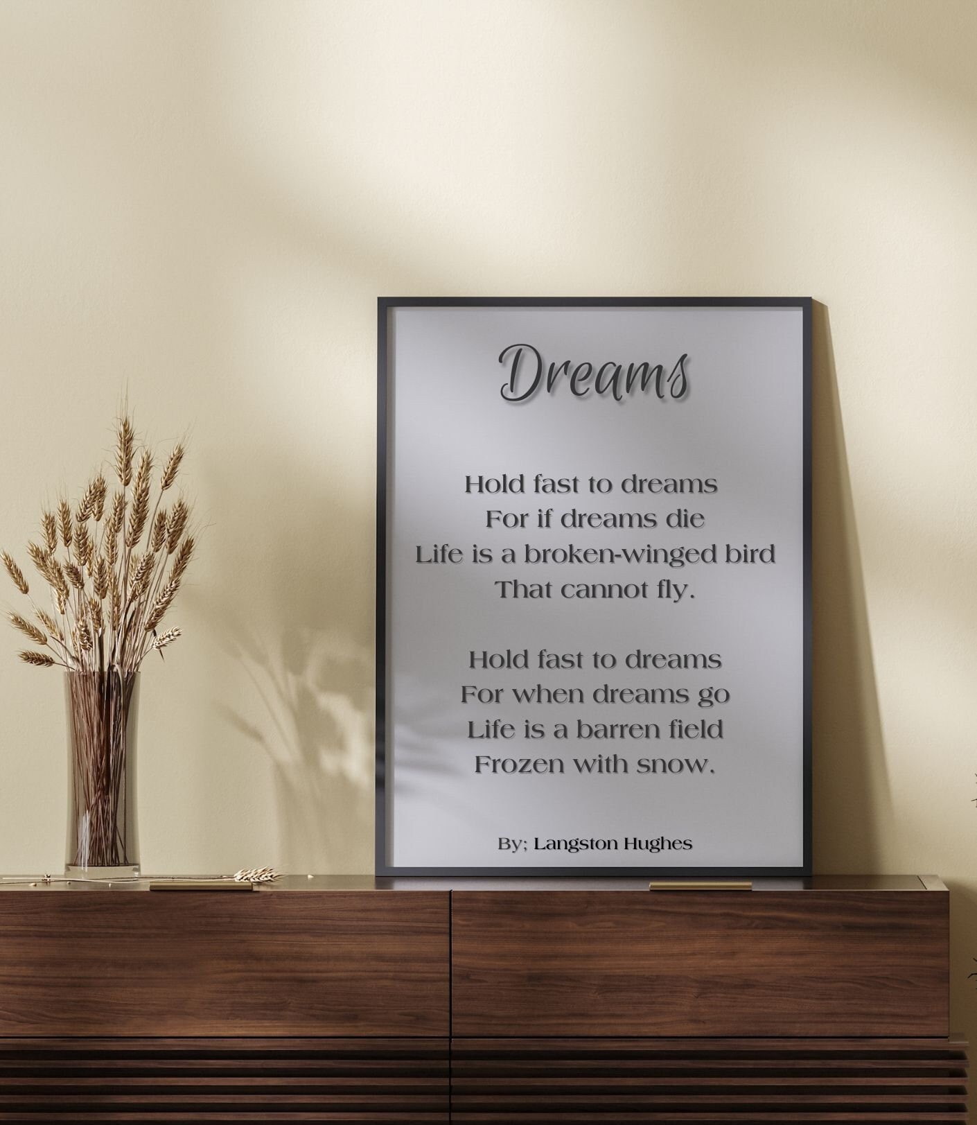 Dreams Poem by Langston Hughes Poetry Art Print Quote Printable Poster ...