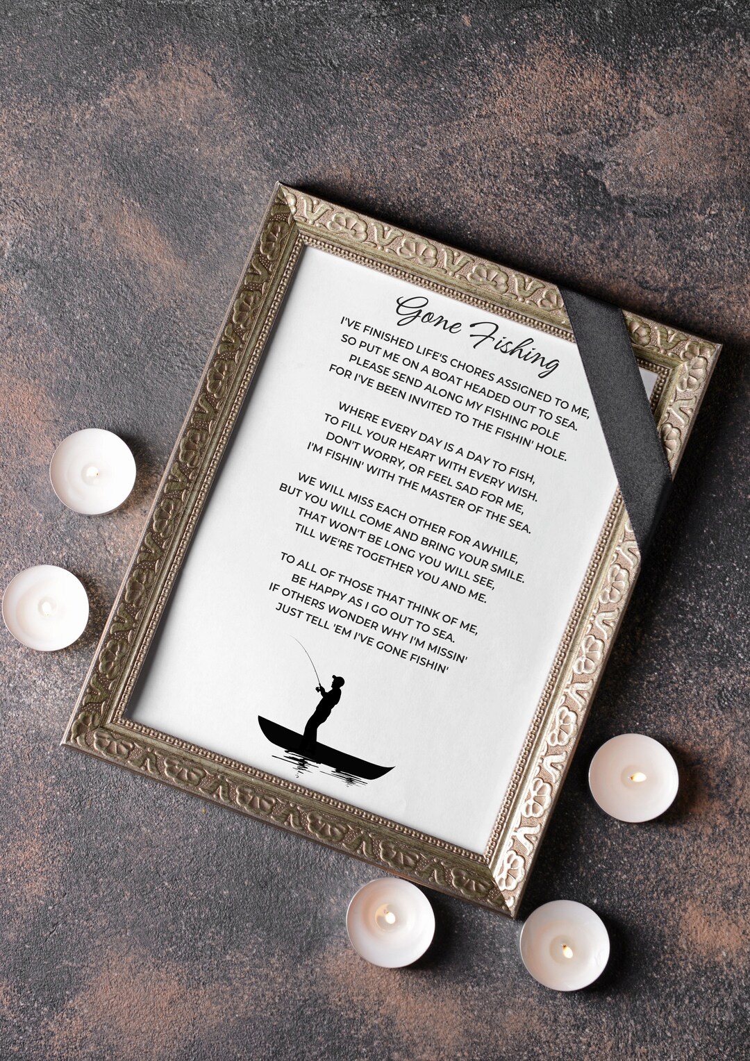 Gone Fishing, Memorial Poem, Celebration of Life, Memorial Gift ...