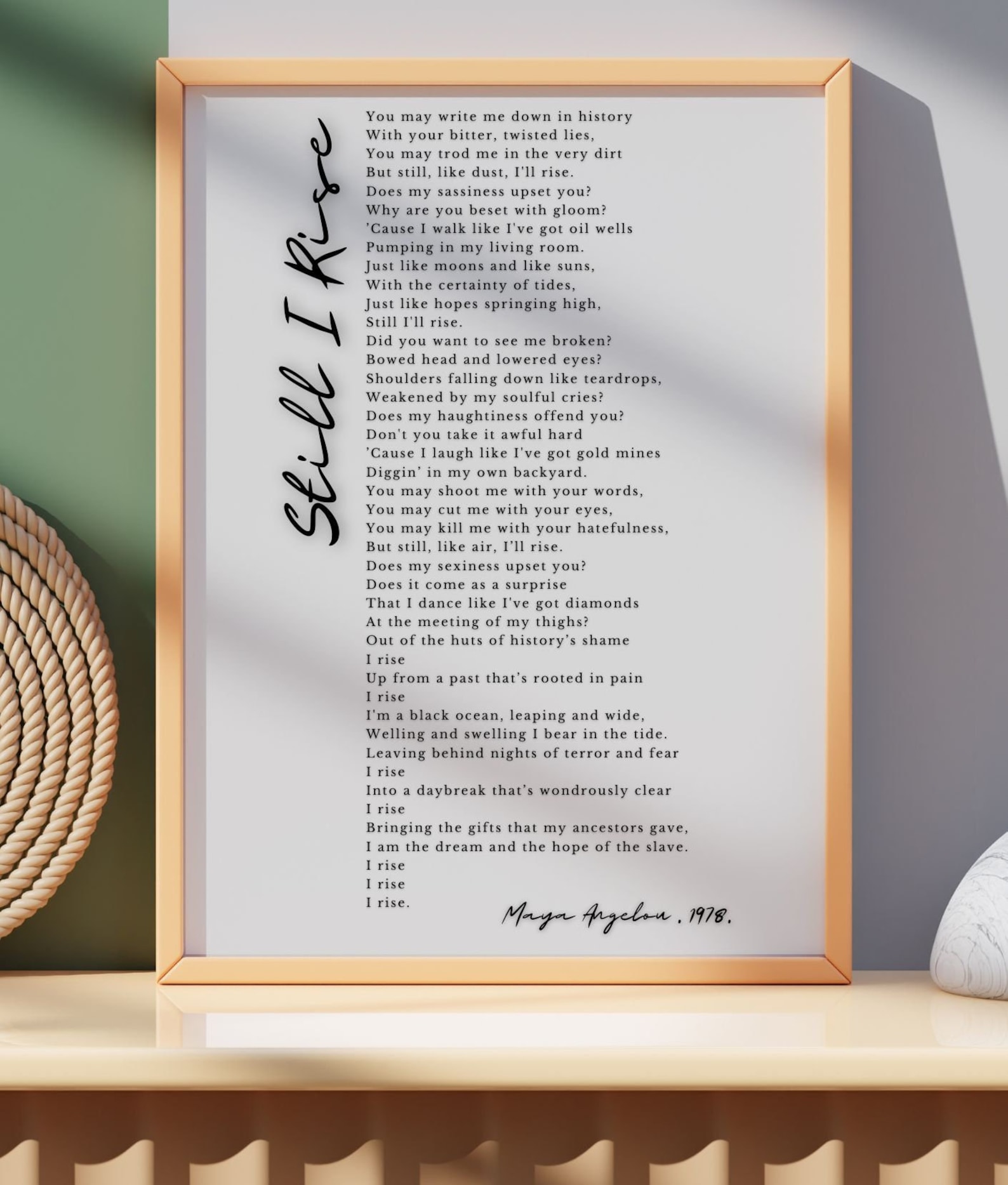 Maya Angelou Poem Print Still I Rise Quote Print and Still Like Dust I ...