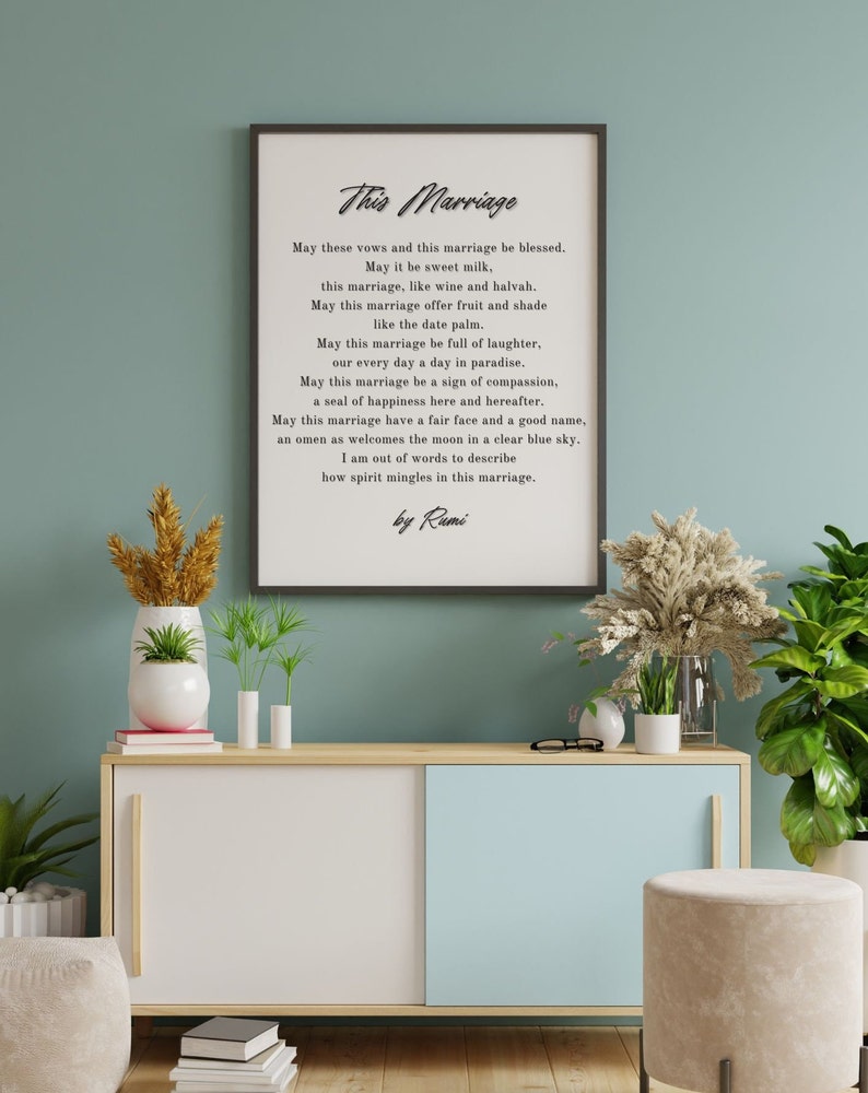 Rumi Marriage Poem T Wedding Print Love Poem Engagement T Idea