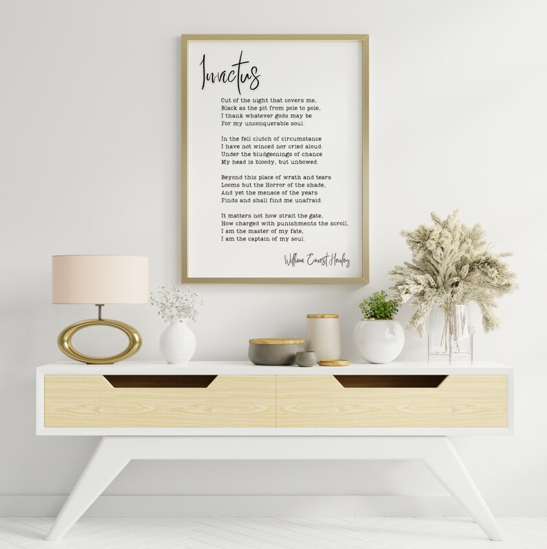 Invictus Poem Sign. William Ernest Henley. Motivational Quote. Home ...