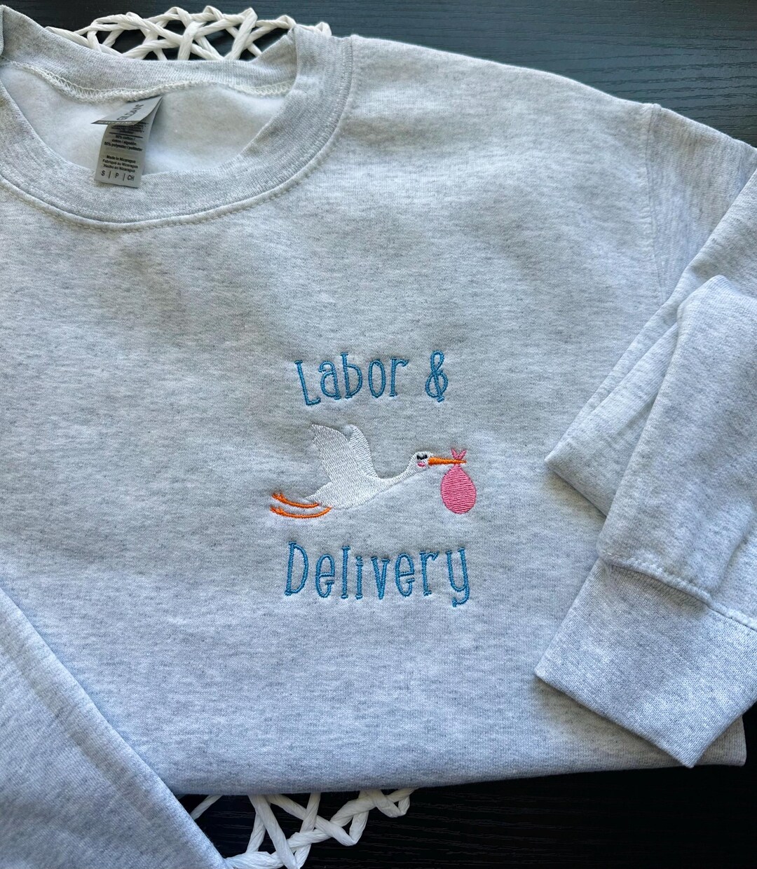 Labor & Delivery Nurse Stork Embroidered Sweatshirt - Etsy