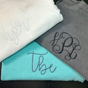 Monogram Comfort Colors Crewneck - Embroidered Monogram Sweatshirt - Etsy