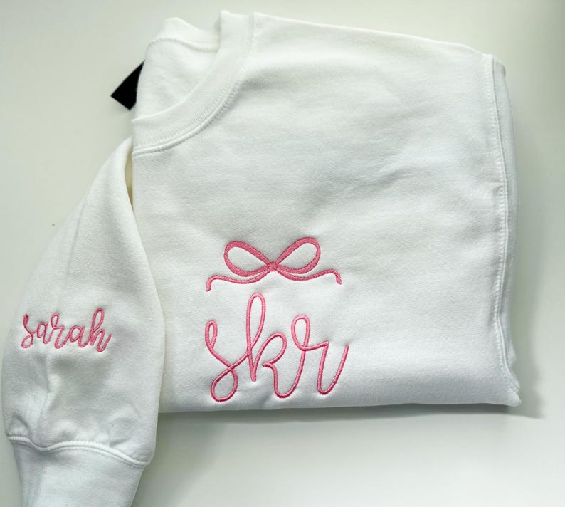Embroidered Bow Monogram Sweatshirt: Custom Initial Crewneck, Youth Bow ...