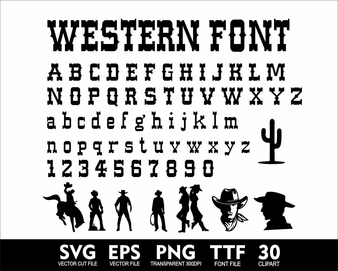 Western Font Old West Font SVG Wild West Font Cowboy Rodeo Font Texas ...