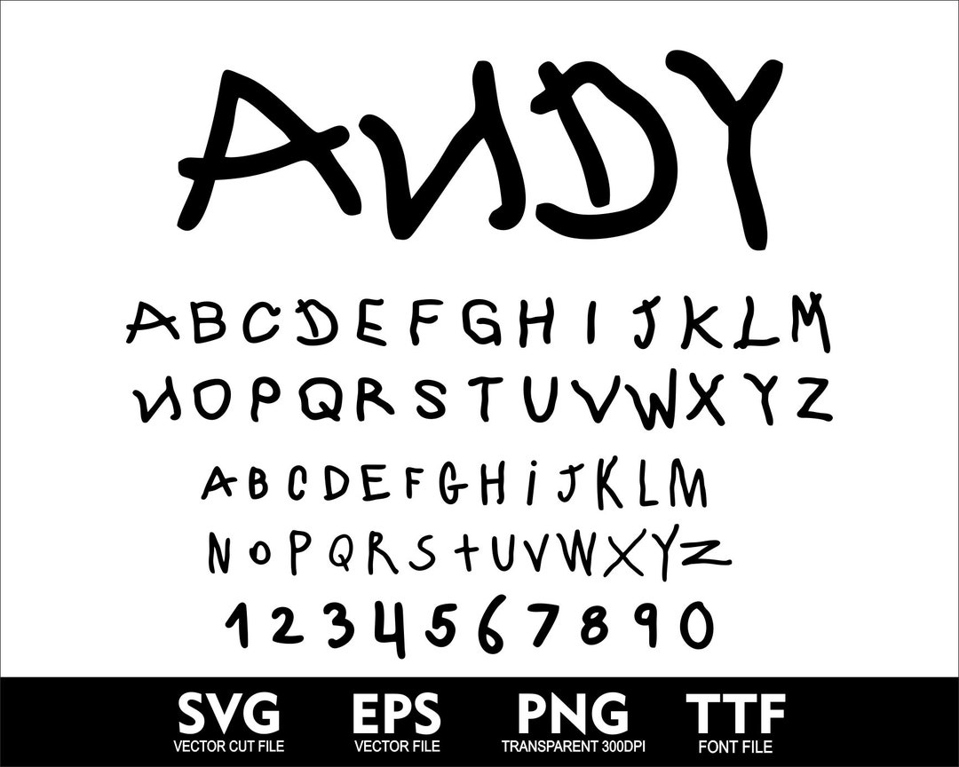 Toys ANDY Font SVG Andy Alphabet Toy Story Alphabet for Cricut Svg Png ...
