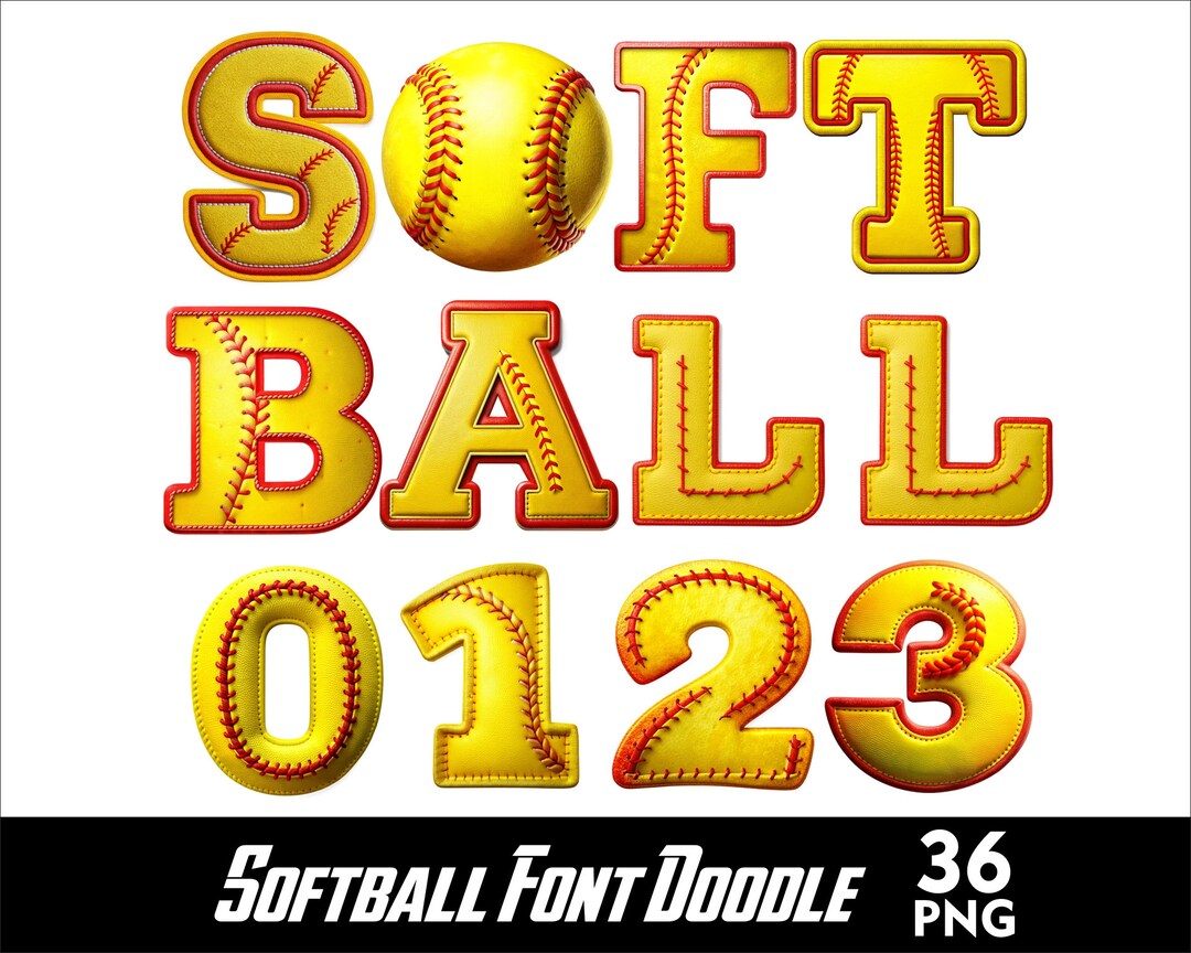 Softball Letter Alphabet PNG Sport Ball Letter Font PNG College ...