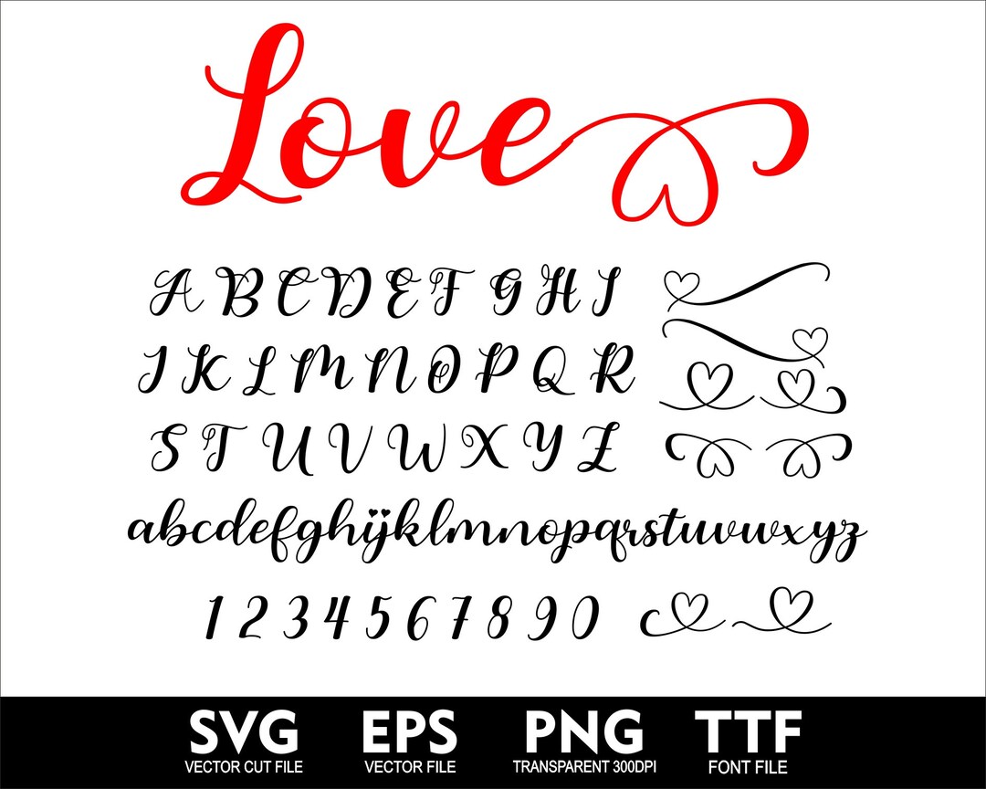 Love Script Font Wedding Script Font With Hearts Tails Wedding Font ...