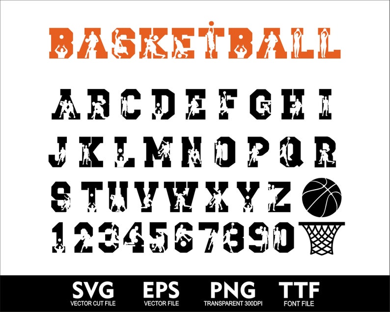 Basketball SVG Letters and Numbers Basketball Font for Cricut Svg Cut ...