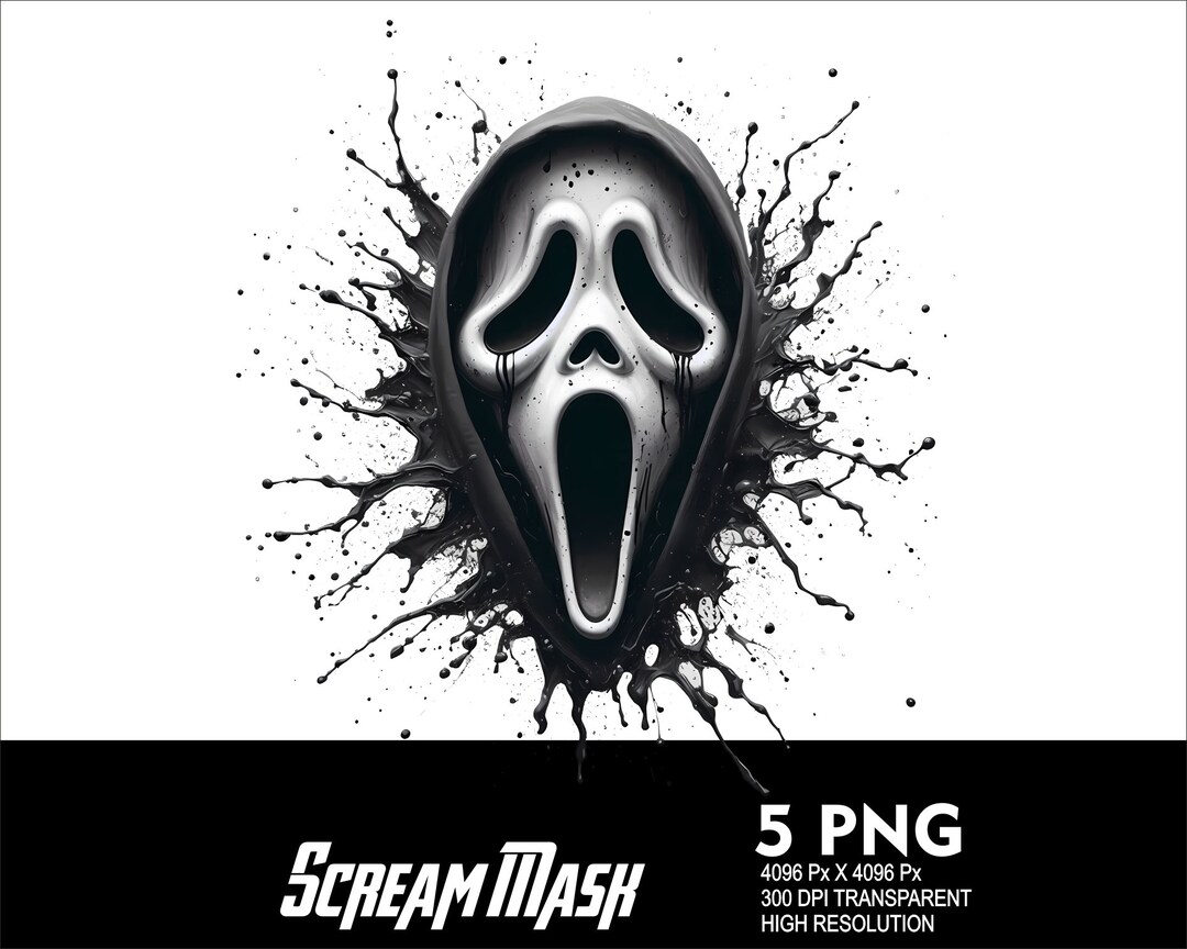 5 PNG Scream Mask Splash and Watercolor Transparent PNG File for ...