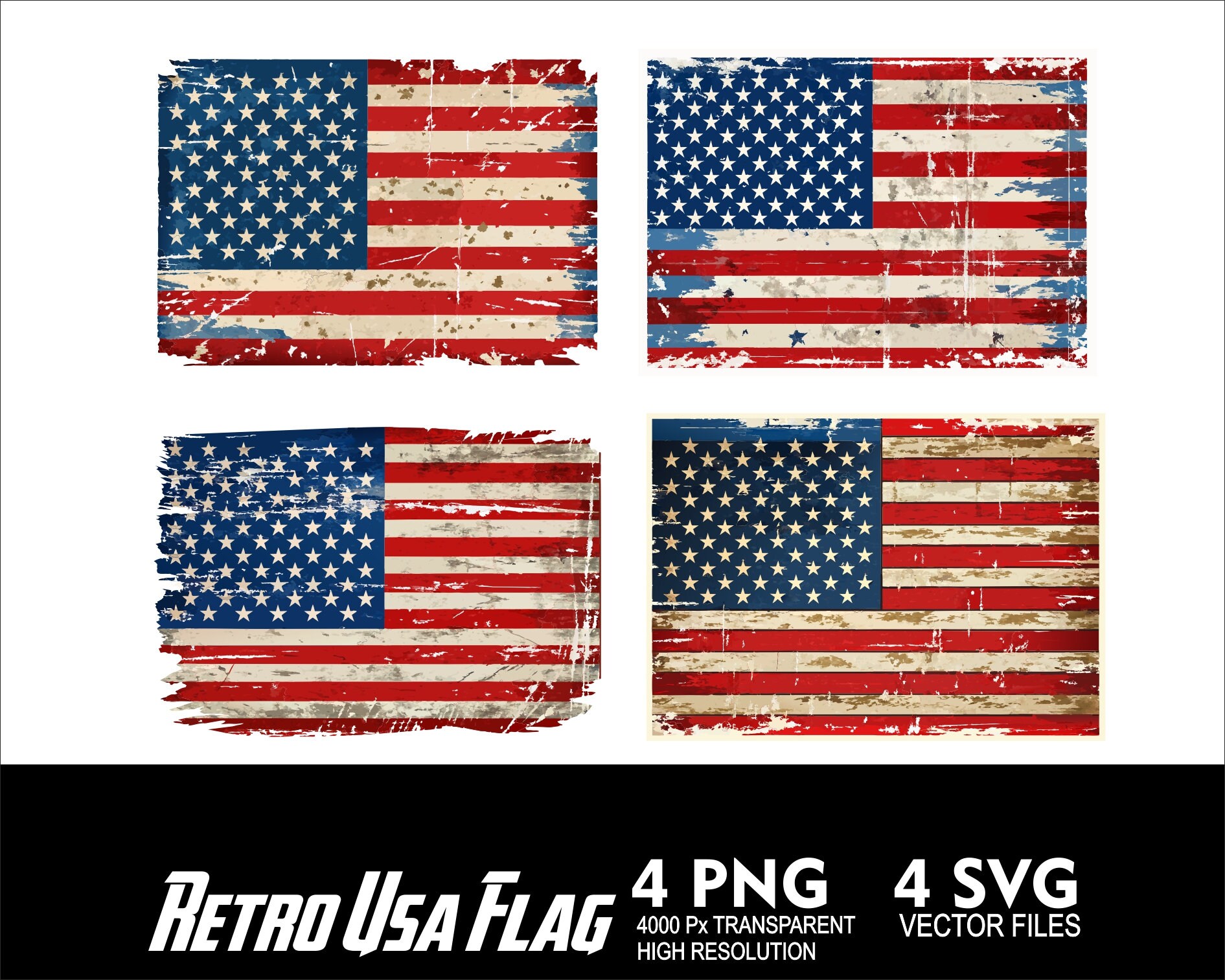 4 Design Patriotic Usa Flag SVG PNG American Flag Sublimation and ...