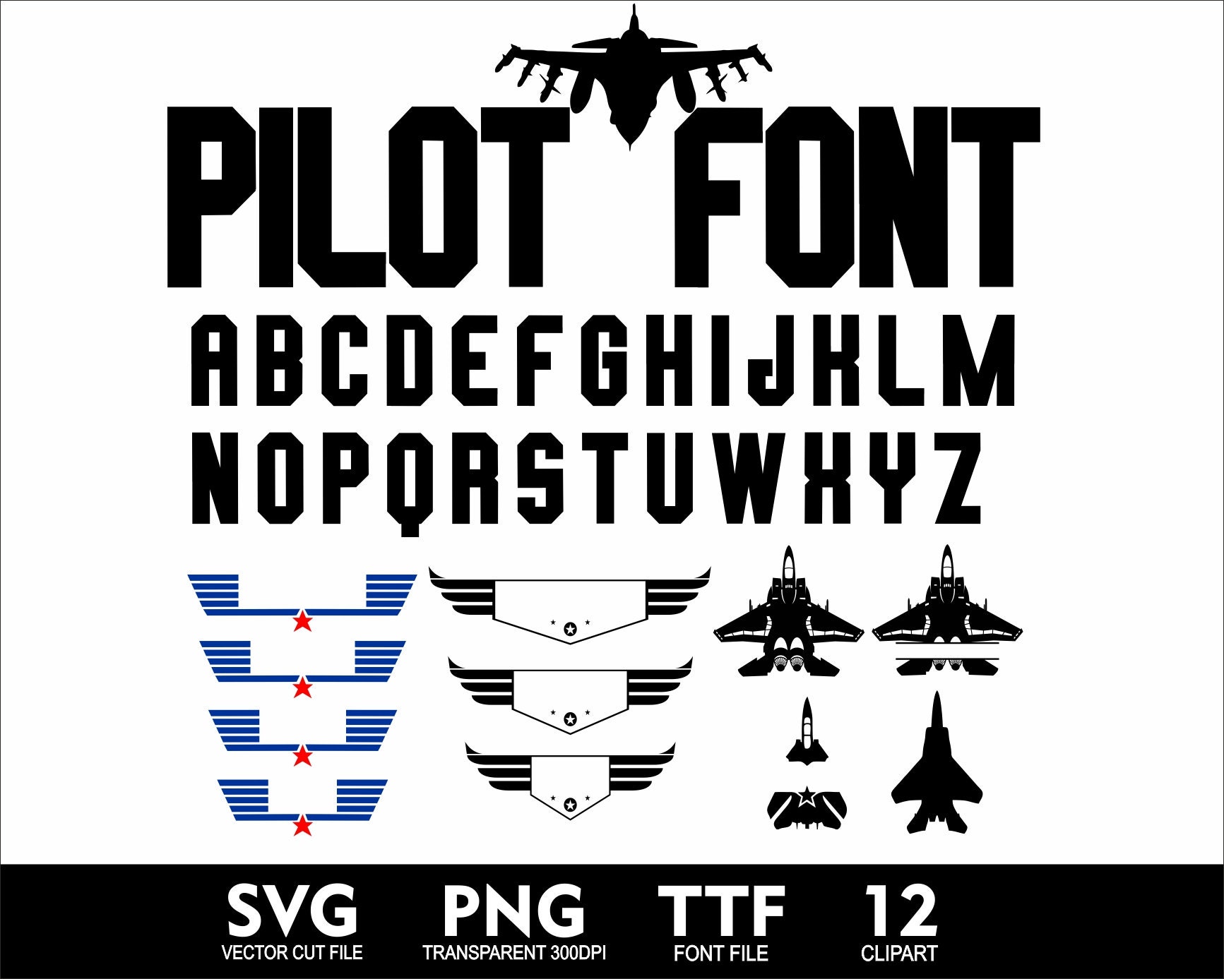 Pilot Font SVG Fighter Font Svg Navy Alphabet Strike Pilot Alphabet Top ...