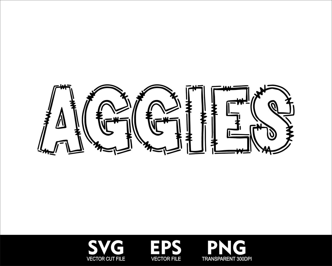 AGGIES Doodle Letter SVG Hand Draw Letter Transparent PNG Aggies Design ...