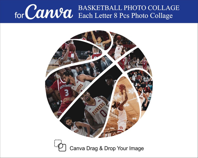 Basketball Photo Collage 8 Pcs Inside Photo Collage Canva Sport Collage ...