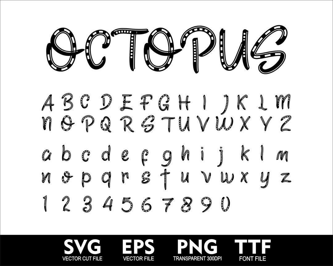 Tentacle Letters SVG Octopus Font Tentacle Alphabet Font Sea Life Font ...