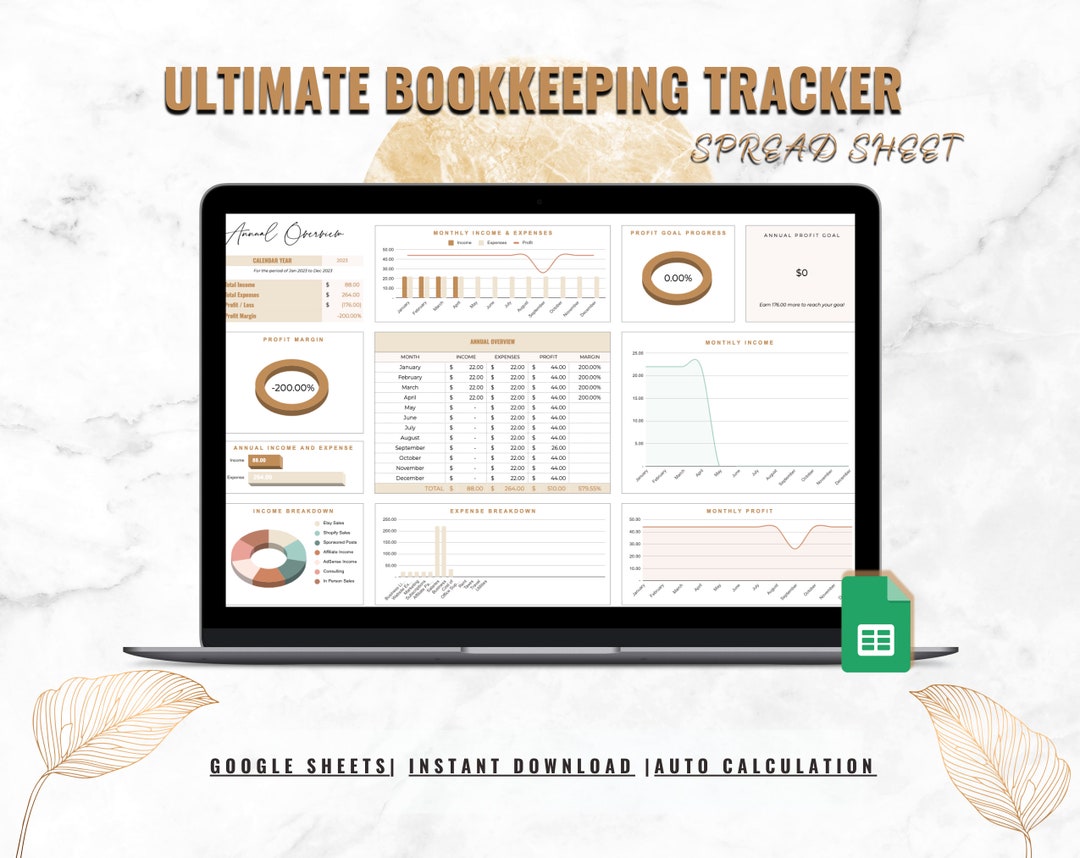 Ultimate Bookkeeping Tracker Spreadsheets for Google Sheets, Budget ...