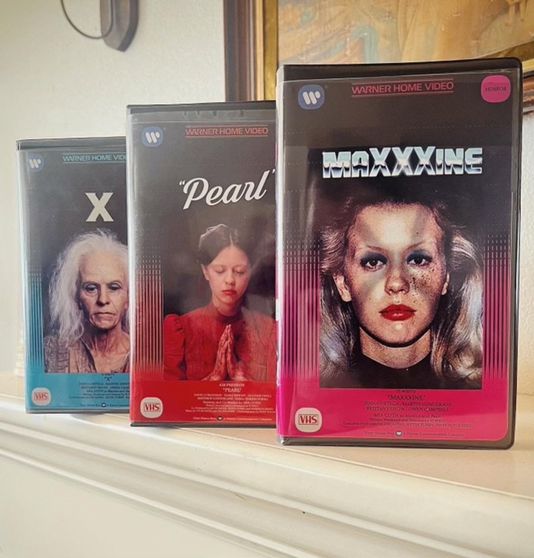 A24 X Pearl Maxxxine Trilogy Vintage Horror VHS Custom Clamshell Cover Art Lot Mia Goth Ti West ...