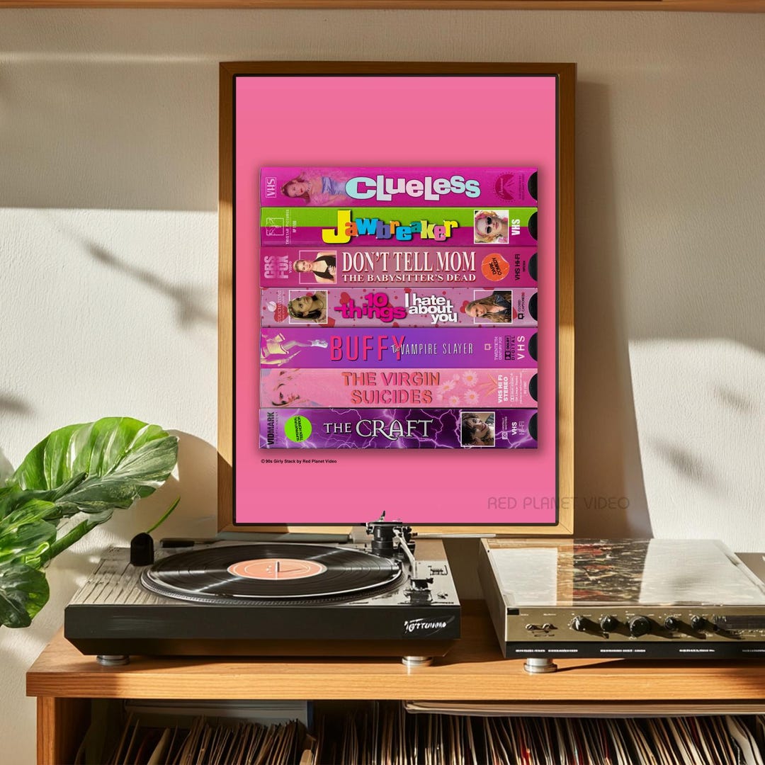 90s Girly VHS Stack Art Print | the Craft | Clueless | Jawbreaker | 10 ...