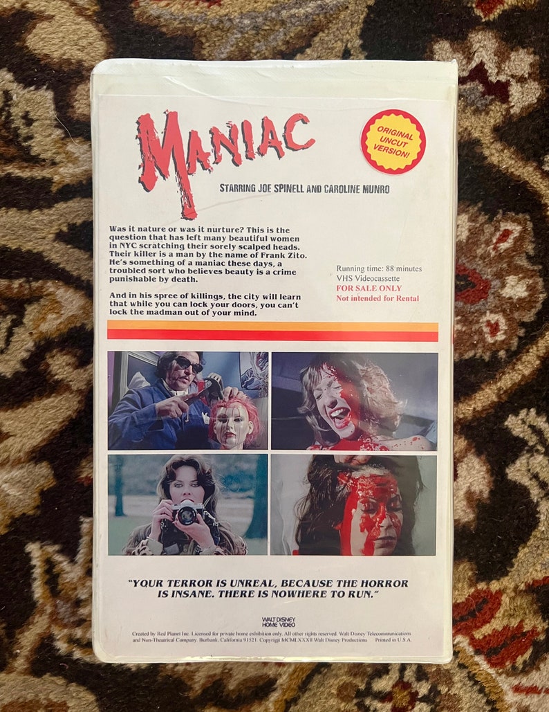 Maniac 1980 Custom VHS Clamshell Case NO MOVIE - Etsy