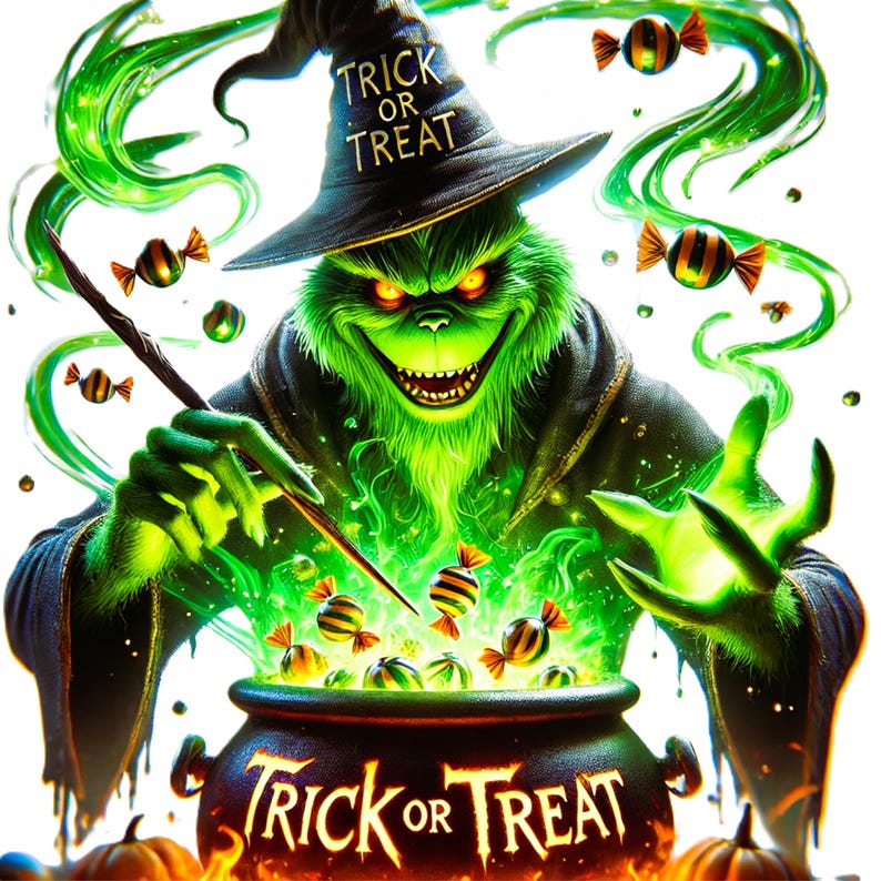 5 Charming Grinchy Halloween Prints | 5 Fun Wizard Downloads | Quirky ...