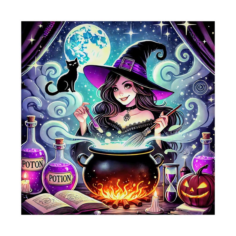Enchanting Witchs Brew: Halloween Magic in Action Matte Vertical ...