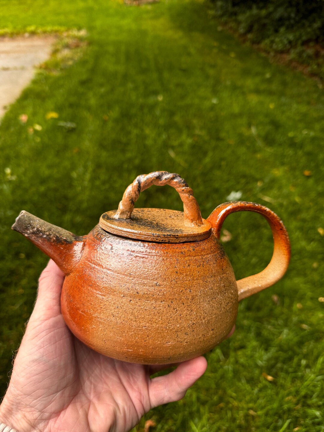 Handmade Wood Fired Stoneware Teapot. With Prominent Flashing and ...