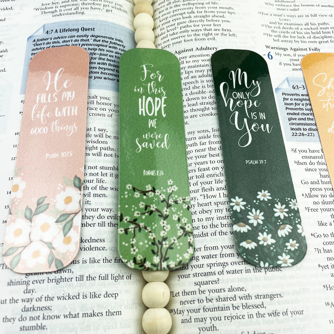 Bible Verse Bookmark Set of 5 Laminated Die Cut Bookmarks Christian ...