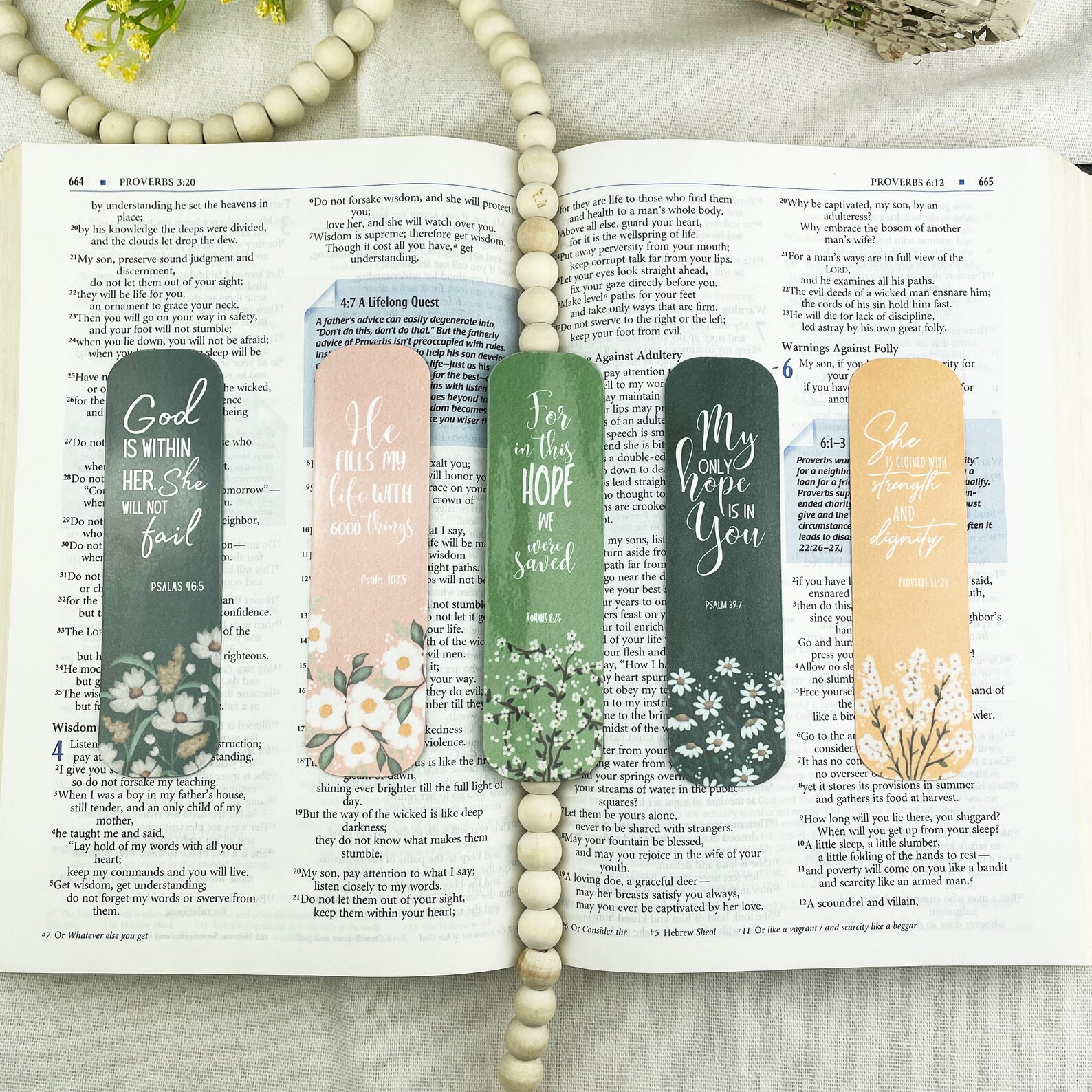 Bible Verse Bookmark Set of 5 Laminated Die Cut Bookmarks Christian ...