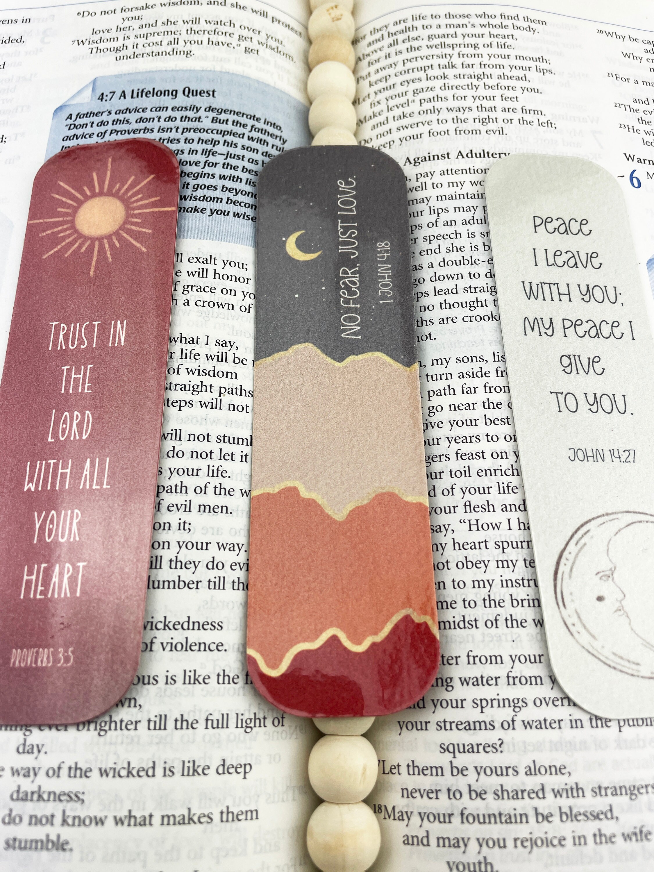 Bible Verse Bookmark Set of 5 Laminated Die Cut Bookmarks Christian ...