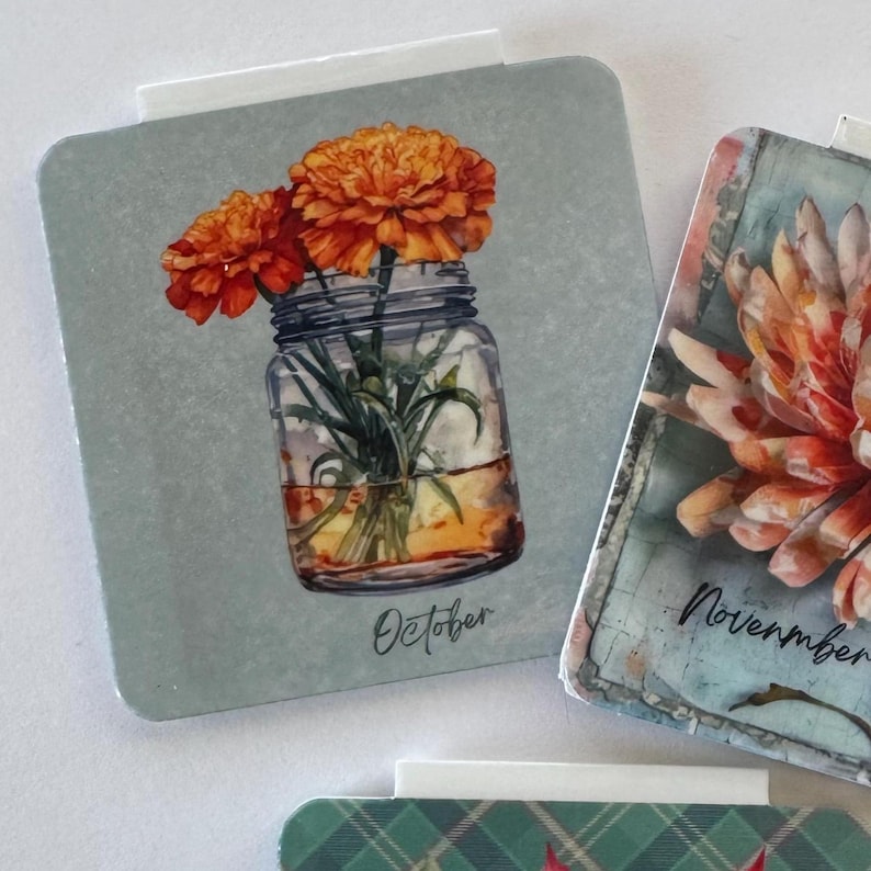 Marigold Bookmark: October Birth Flower Gift - Etsy