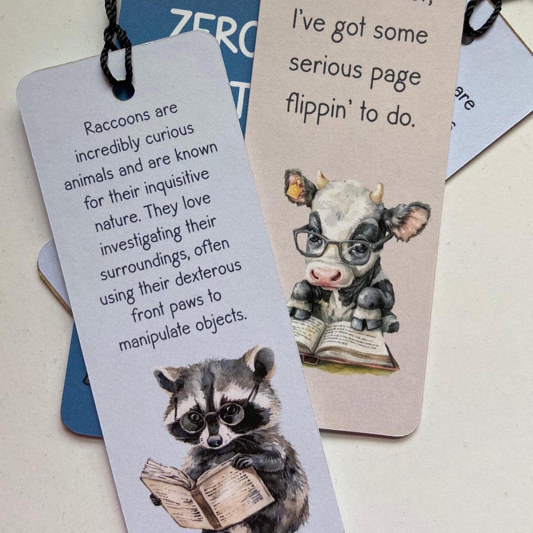 Reading Animal Bookmark | Animals With Glasses | Cute Animal Gift ...