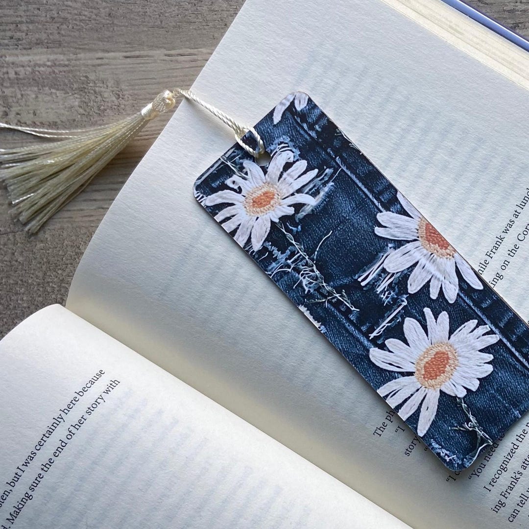 Denim Daisy Bookmark: Sturdy Book Lover Gift - Etsy