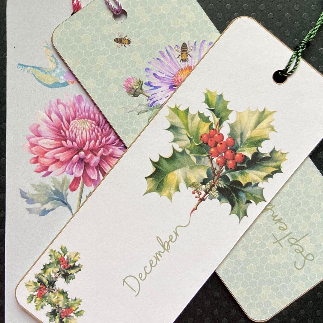 December Birth Flower | Birth Flower Bookmark | Holly Plant | Birthday ...