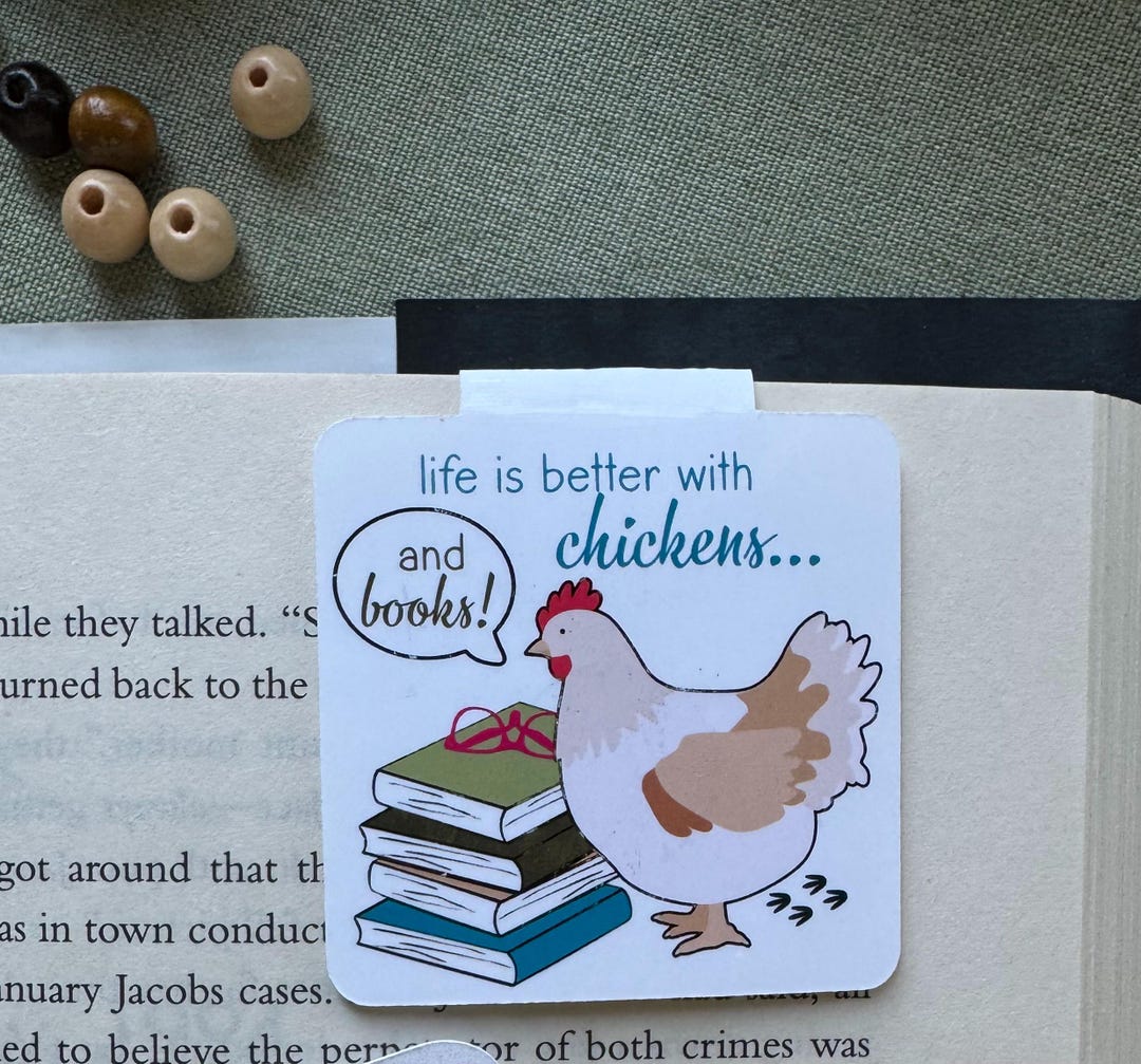 Chicken Magnetic Bookmark Loves Chickens and Books Funny Chicken ...