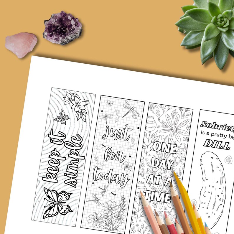 Recovery Coloring Bookmarks Printable | Sobriety Quotes - Etsy