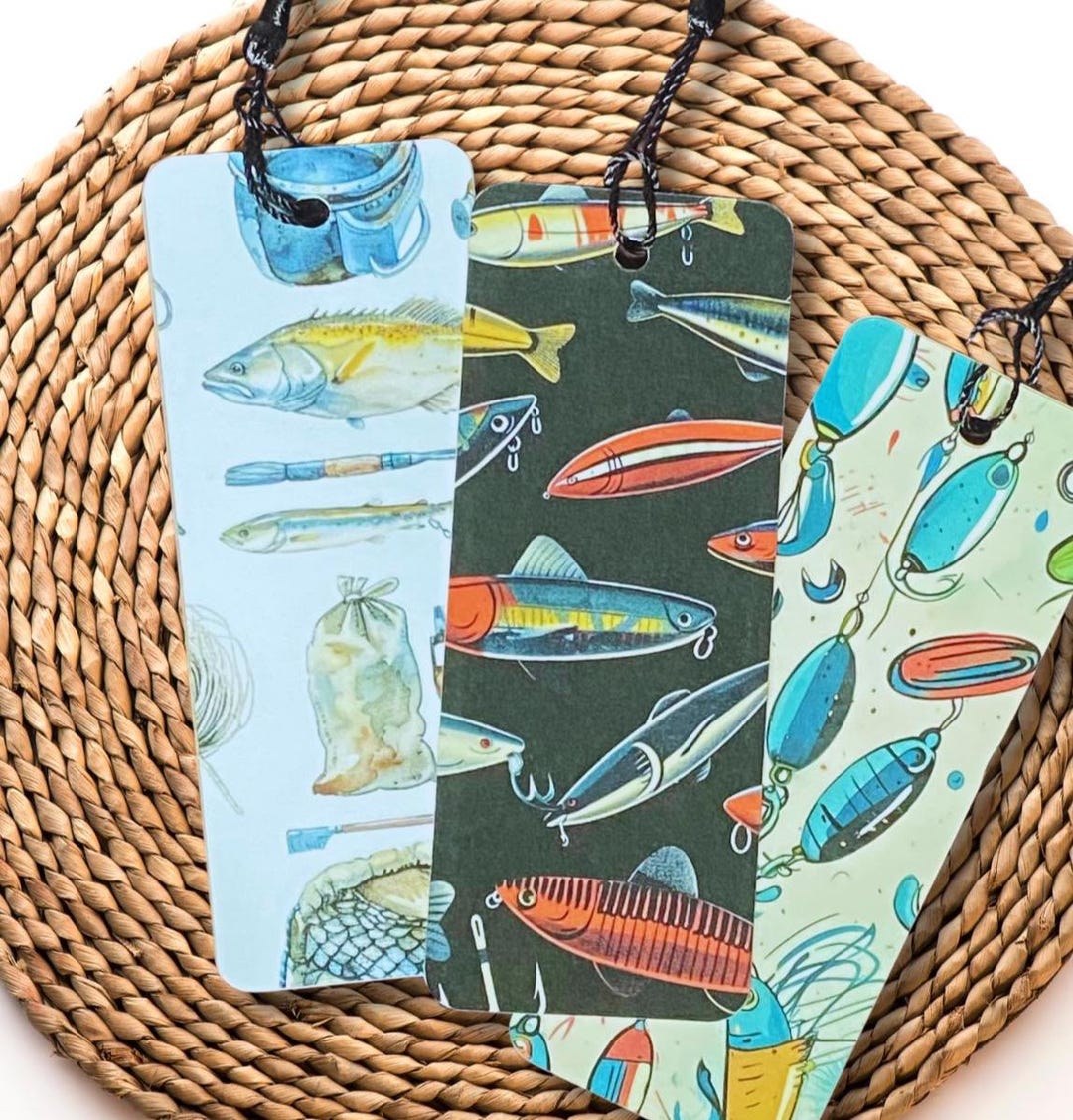 Fishing Lures Bookmark: Sturdy Card Stock Bookmark - Etsy