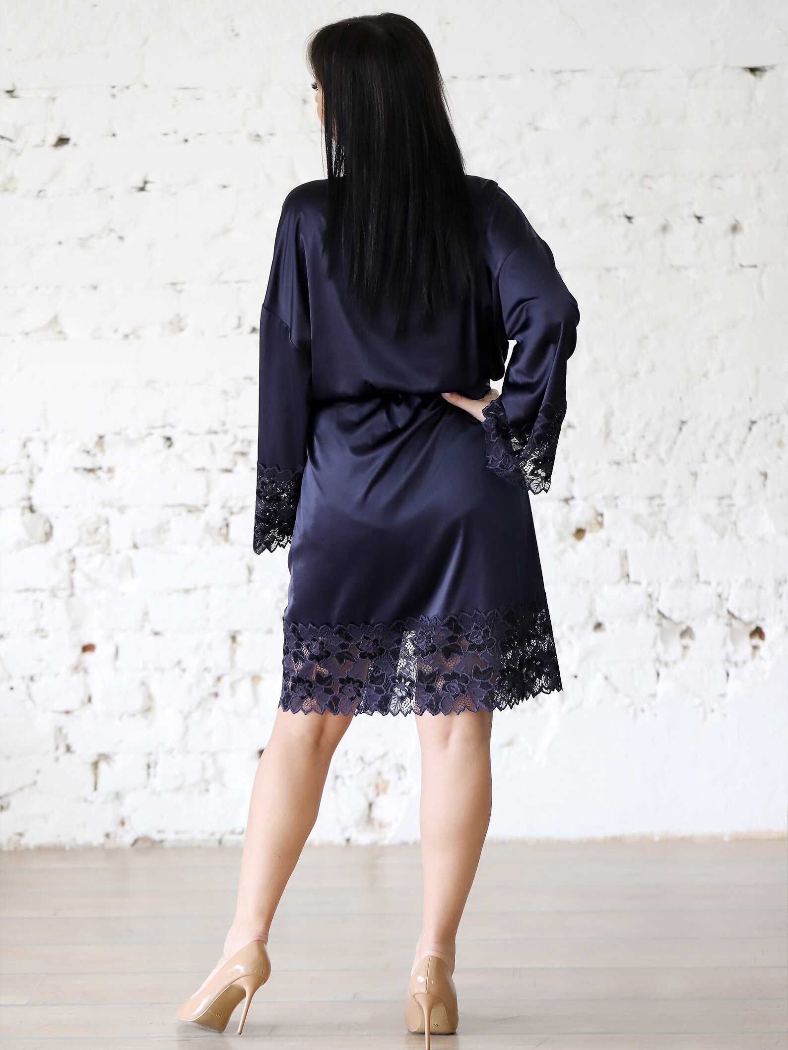 Blue Satin Robe, Bridesmaid Robe, Blue Silk Robe, Wrap Robe, Bridesmaid ...