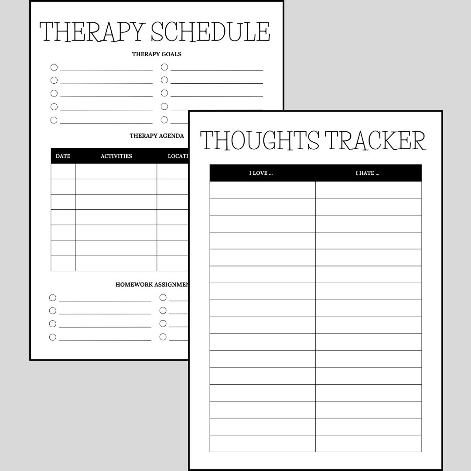 Therapy Planner Therapist Printable Therapy Schedule Therapy Tracker ...