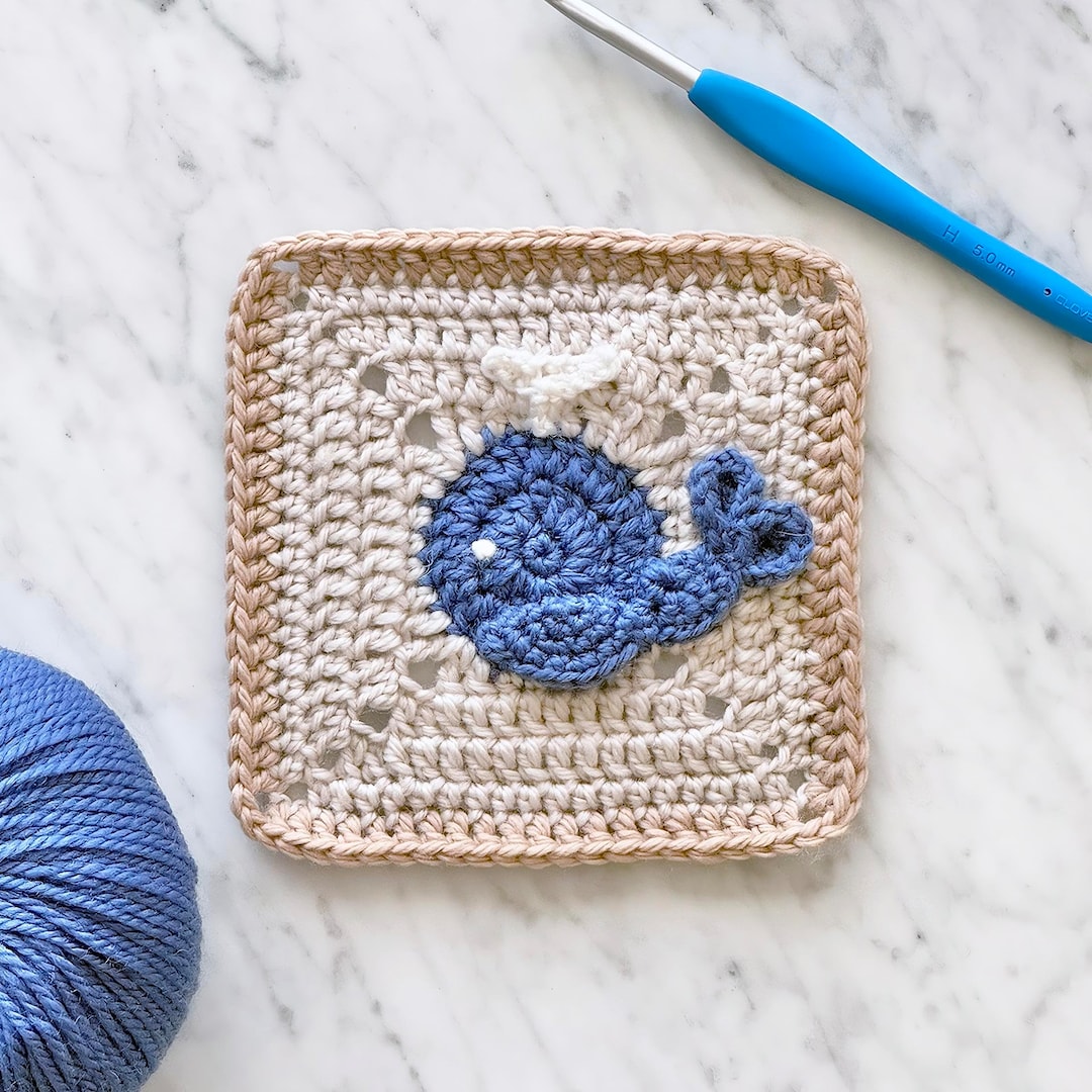 Whale Granny Square Crochet Pattern: Ocean Animal Baby Blanket (digital ...