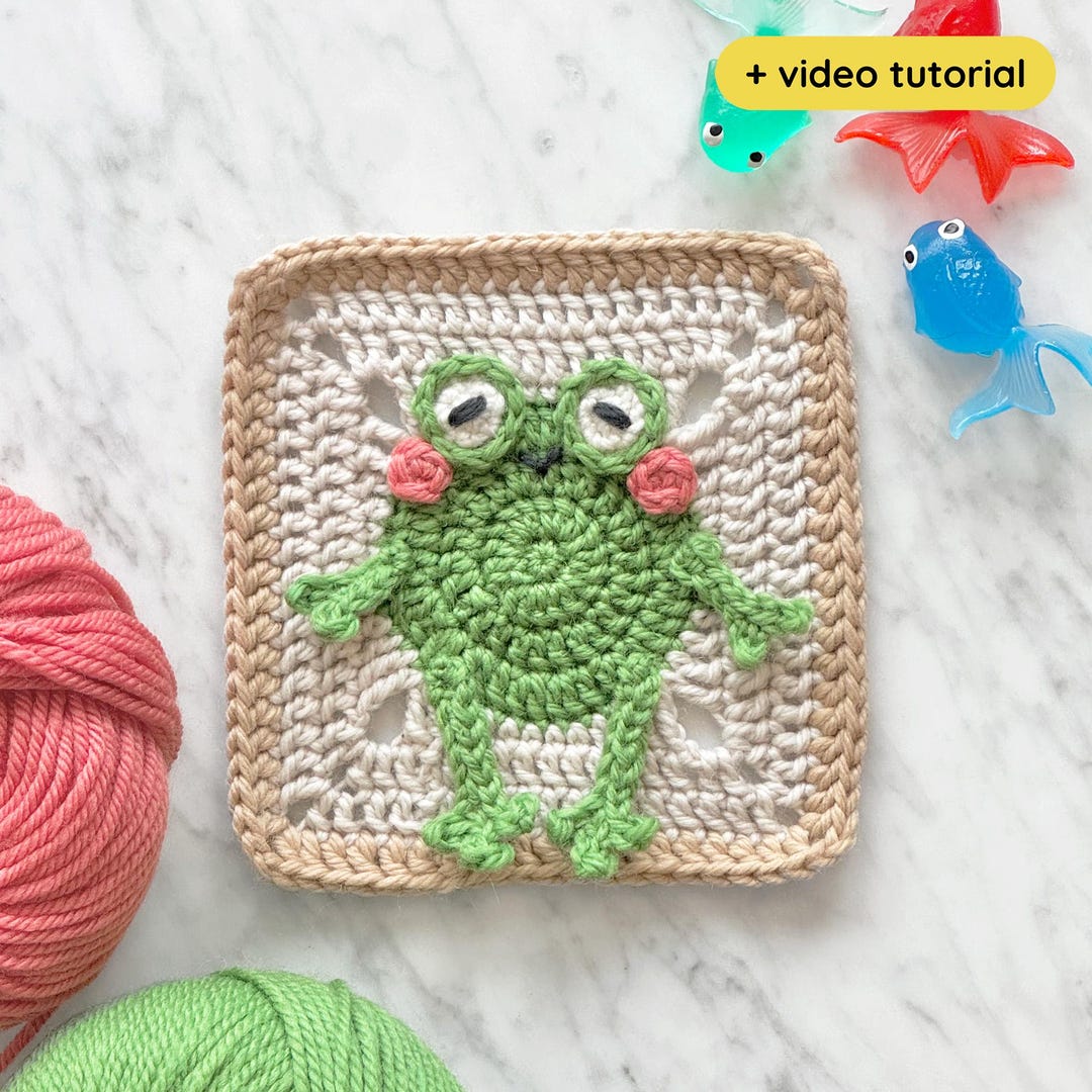 Frog Granny Square Crochet Pattern With Video: Woodland Animal Baby ...