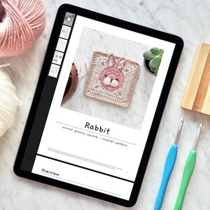 Rabbit Granny Square Crochet Pattern With Video: Bunny Pet Animal Baby ...