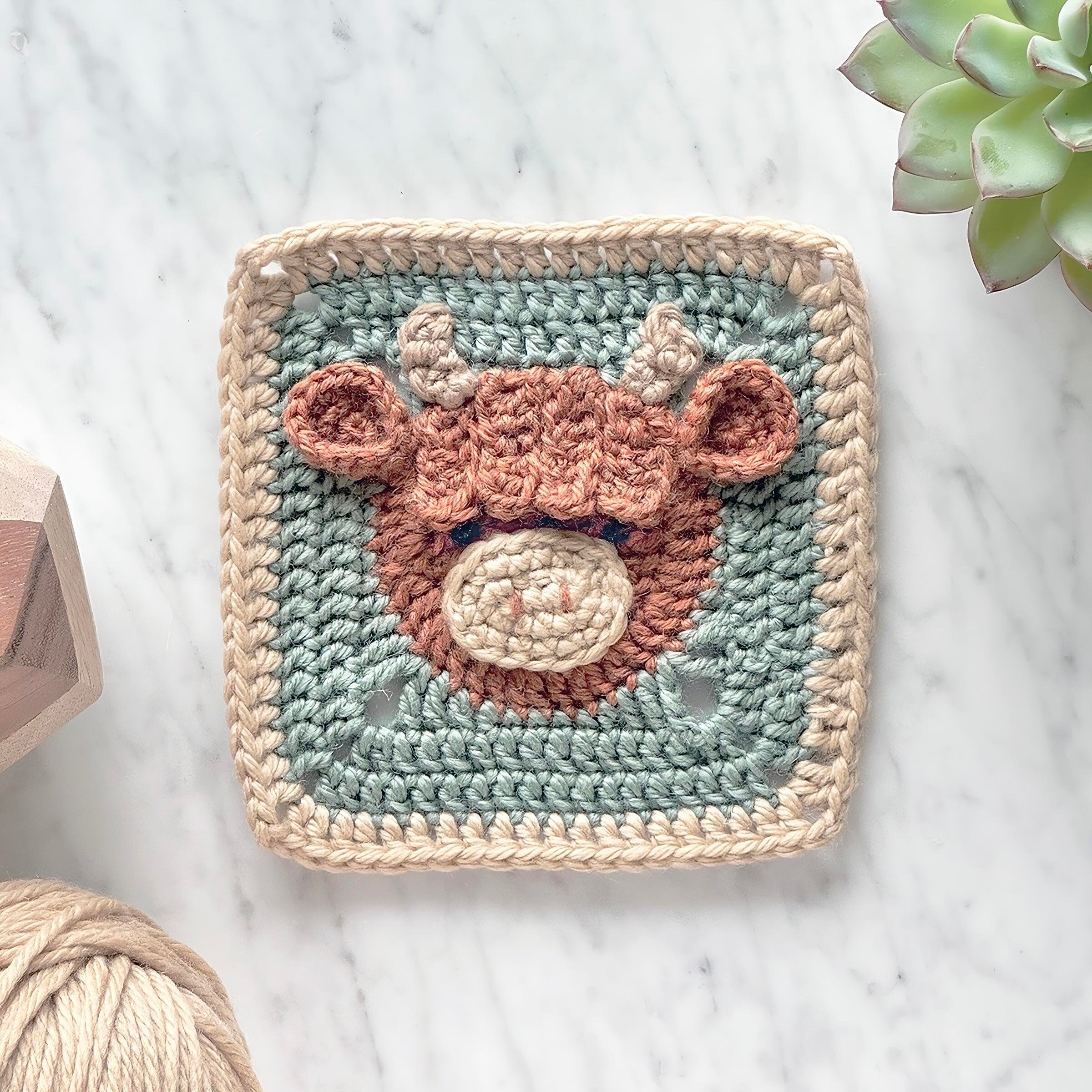 Cow Granny Square Crochet Pattern Highland Cattle Scottish Cow Coo ...